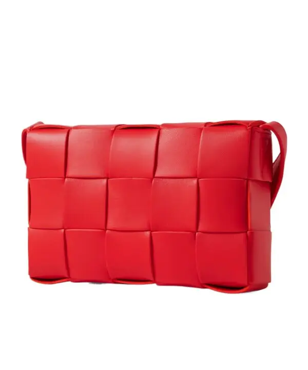 Bottega Veneta Intrecciato Leather Shoulder Bag - Red