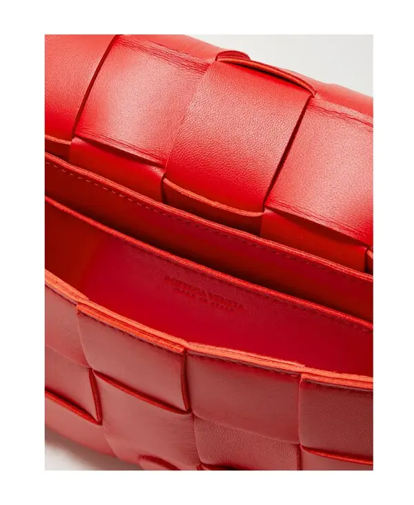 Bottega Veneta Intrecciato Leather Shoulder Bag - Red