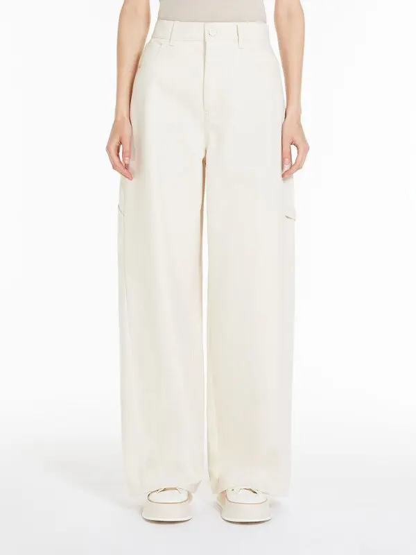 Max Mara High-waisted Wide-leg Pants With Logo Detail