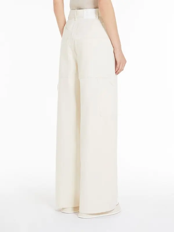 Max Mara High-waisted Wide-leg Pants With Logo Detail