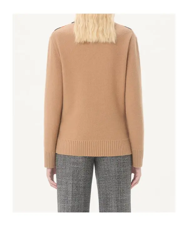 Valentino Garavani Wool Jumper With V-neck And Graphic Print - Nude