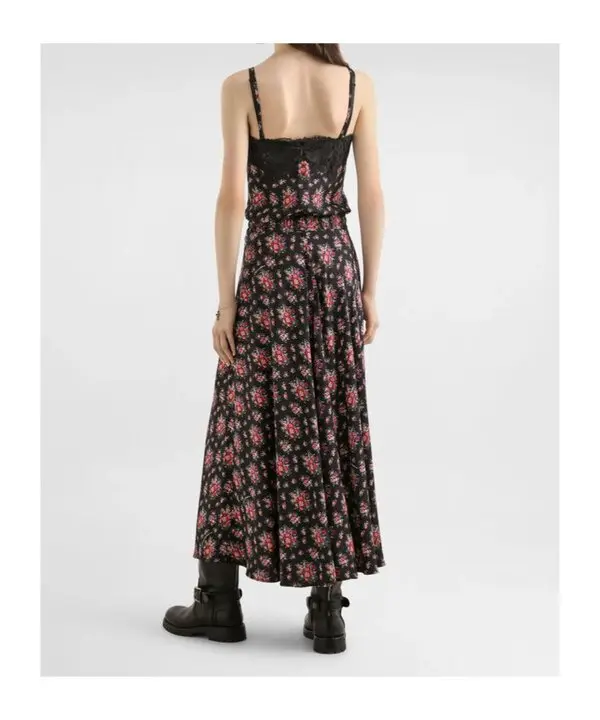 Dolce & Gabbana Small Flower Bouquets-printed Charmeuse Top