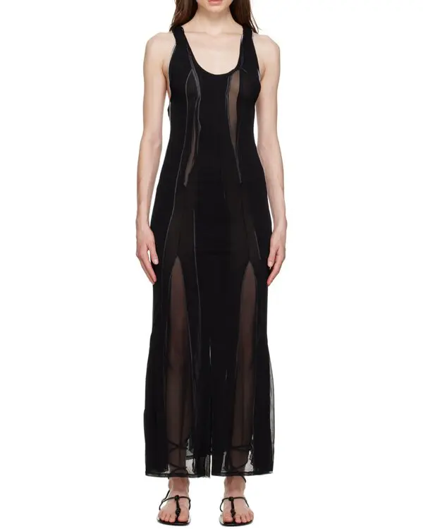 Y/project Sleeveless Maxi Dress With Sheer Panels And Slits - Black