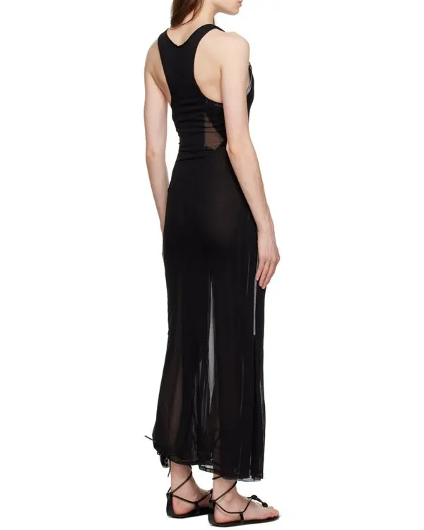 Y/project Sleeveless Maxi Dress With Sheer Panels And Slits - Black