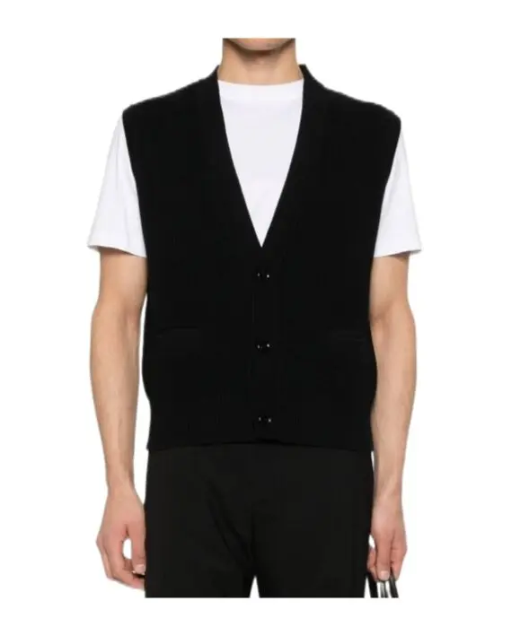 LARDINI Buttoned V-neck Sleeveless Cardigan