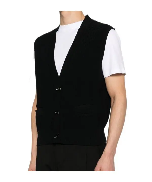 LARDINI Buttoned V-neck Sleeveless Cardigan