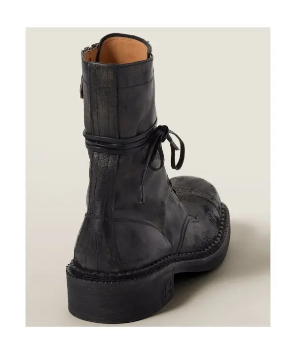 Miu Miu Embossed Logo Lace-up Boots - Black