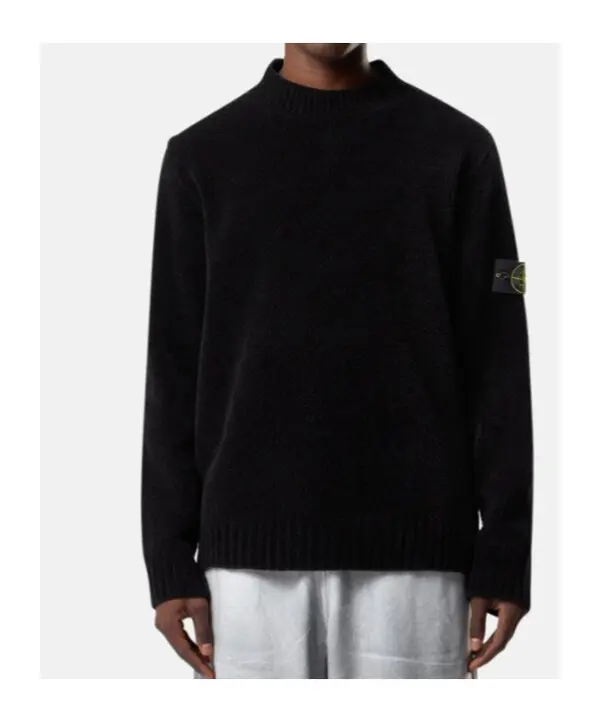 Stone Island Logo Patch Mock Neck Jumper