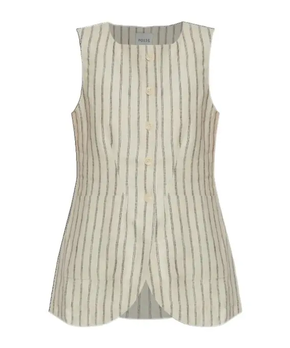 Posse Pinstripe Waistcoat - Nude