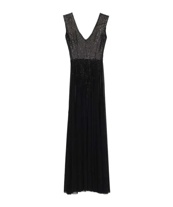 Norma Kamali Sequin-embellished V-neck Maxi Dress