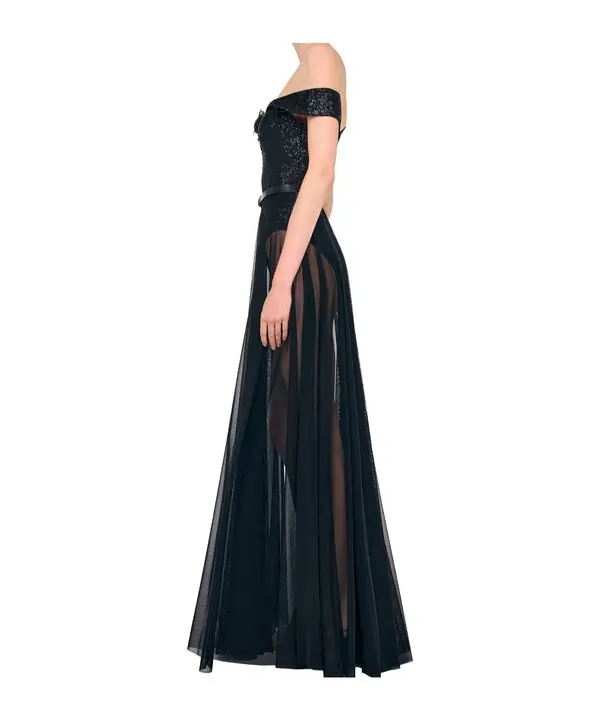 Norma Kamali Sequin-embellished V-neck Maxi Dress