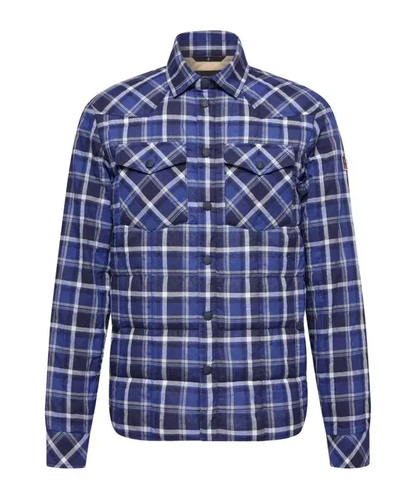 Moncler Quilted Plaid Overshirt - Blue