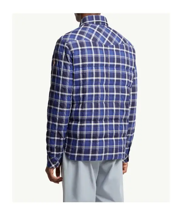 Moncler Quilted Plaid Overshirt - Blue