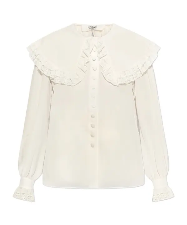 Chloé Long Sleeve Lace Detailed Shirt - No