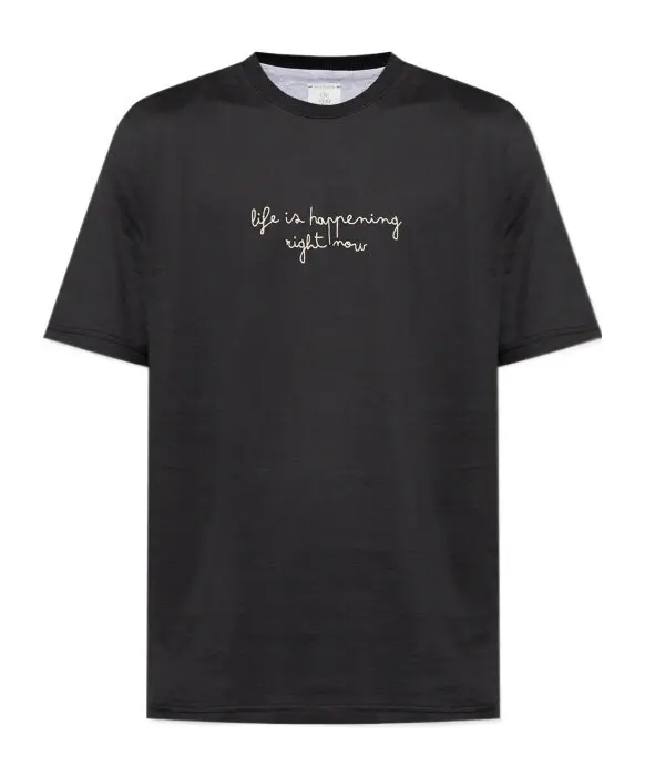 Eleventy Slogan Printed Crewneck T-shirt