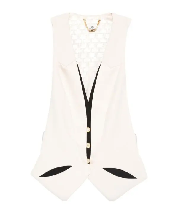 Elisabetta Franchi Button Sleeveless Waistcoat - White