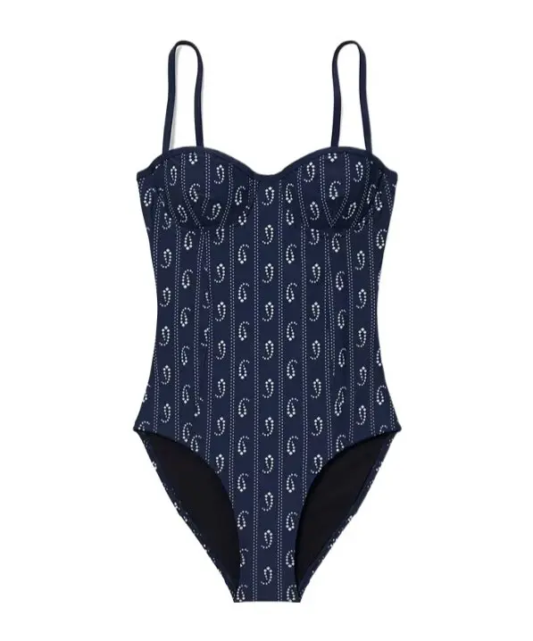 Tory Burch Printed Underwire Swimsuit - Blue Paisley