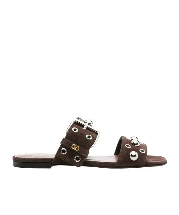 Valentino Garavani Nellecôte Buckled Slide Sandals - Black