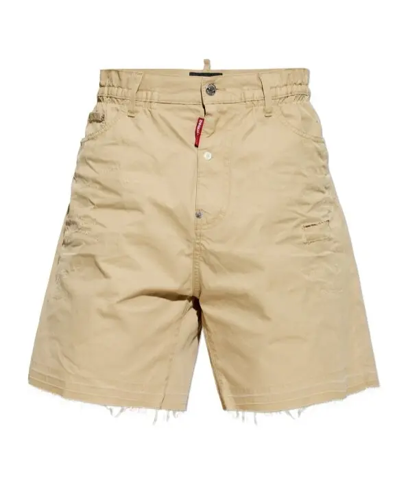Dsquared2 Distressed Finish Frayed Hem Shorts - Nude