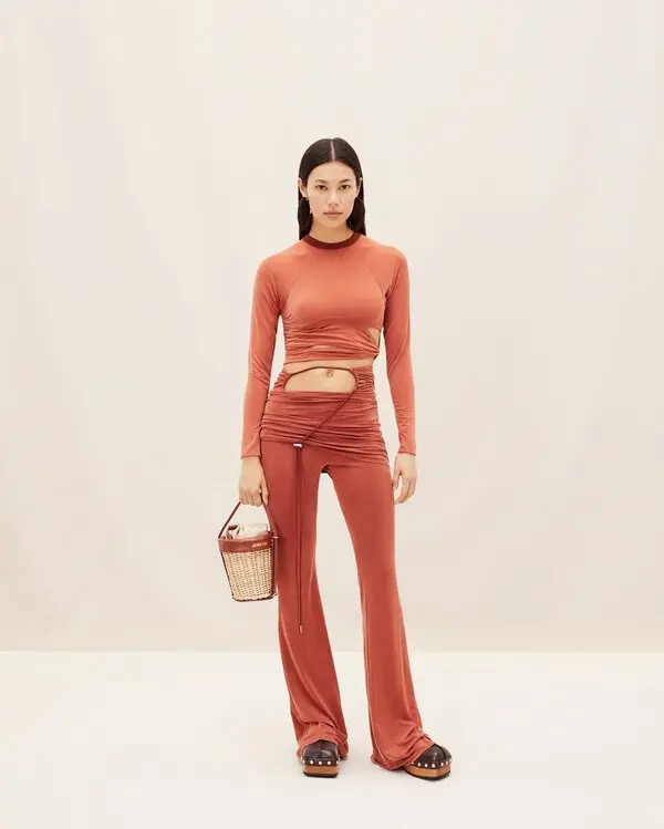 Jacquemus Knotted Cut-out Cropped Long Sleeve Top
