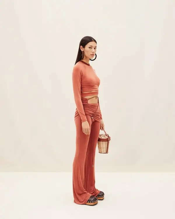 Jacquemus Knotted Cut-out Cropped Long Sleeve Top