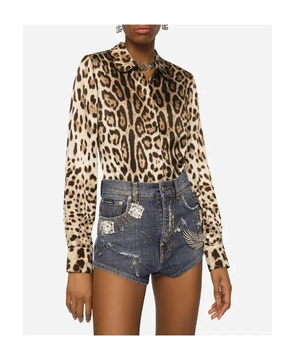 Dolce & Gabbana Leopard-printed Satin Shirt