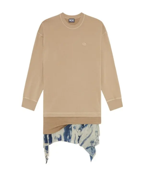DIESEL® Embroidered Layered Sweatshirt Dress
