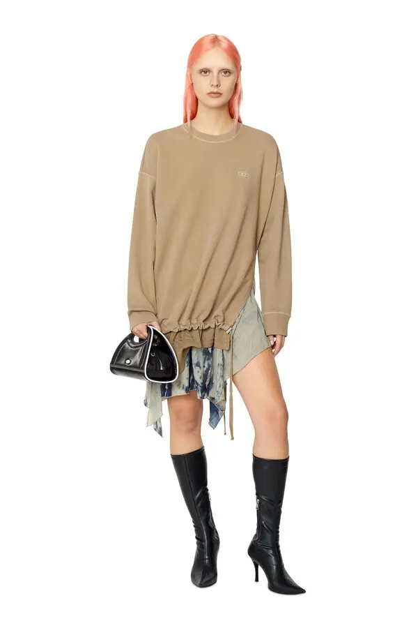 DIESEL® Embroidered Layered Sweatshirt Dress
