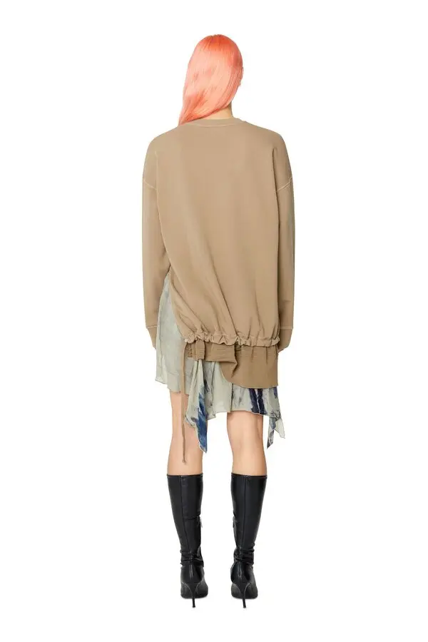 DIESEL® Embroidered Layered Sweatshirt Dress