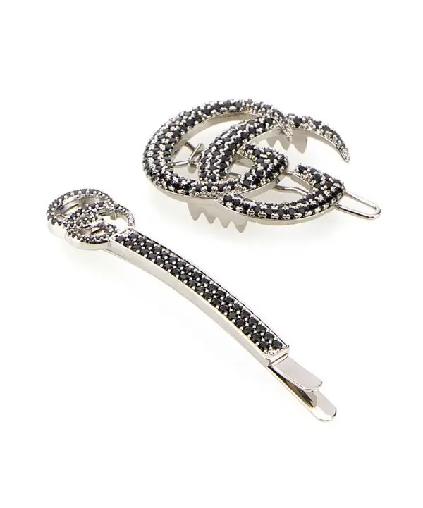 Gucci Double G Crystal Hair Clip Set