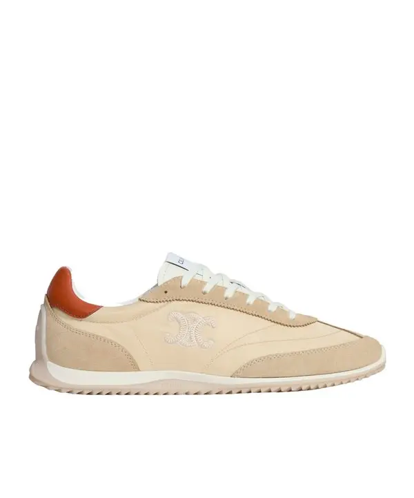Celine Racer Sneakers In Nylon, Suede Calfskin And Calfskin - Nude