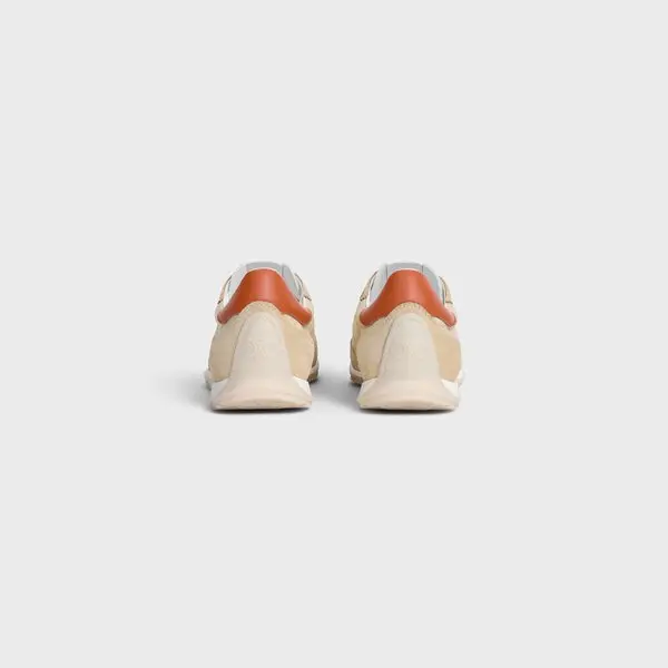 Celine Racer Sneakers In Nylon, Suede Calfskin And Calfskin - Nude