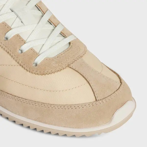 Celine Racer Sneakers In Nylon, Suede Calfskin And Calfskin - Nude