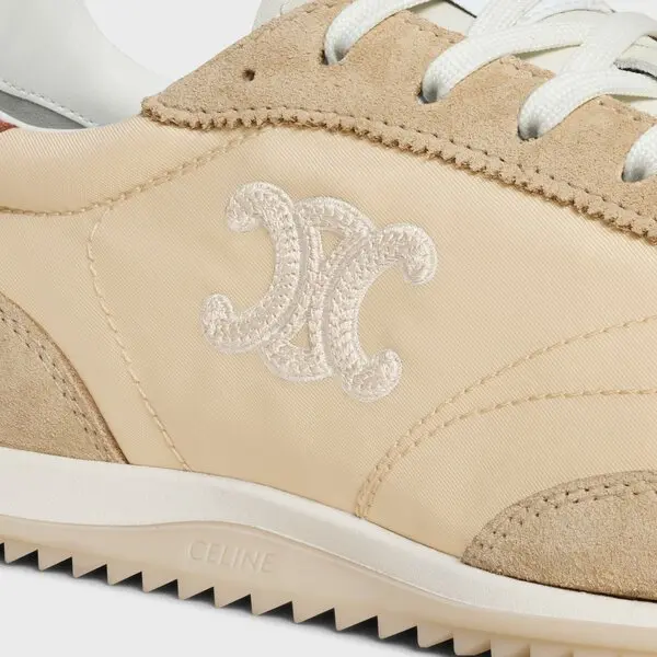 Celine Racer Sneakers In Nylon, Suede Calfskin And Calfskin - Nude