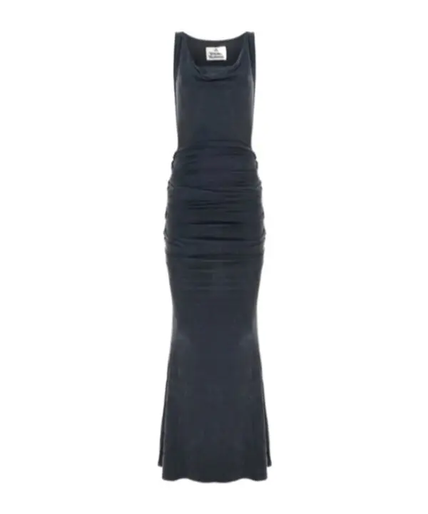 VIVIENNE WESTWOOD Scoop Neck Ruched Maxi Dress - Black