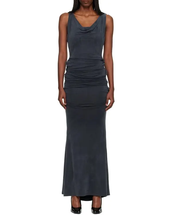 VIVIENNE WESTWOOD Scoop Neck Ruched Maxi Dress - Black
