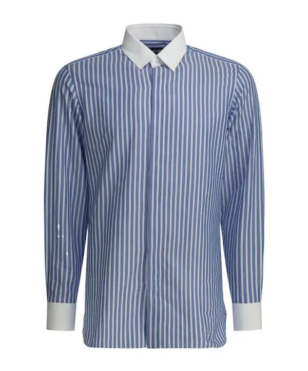 TOM FORD Long Sleeve Striped Shirt - Blue