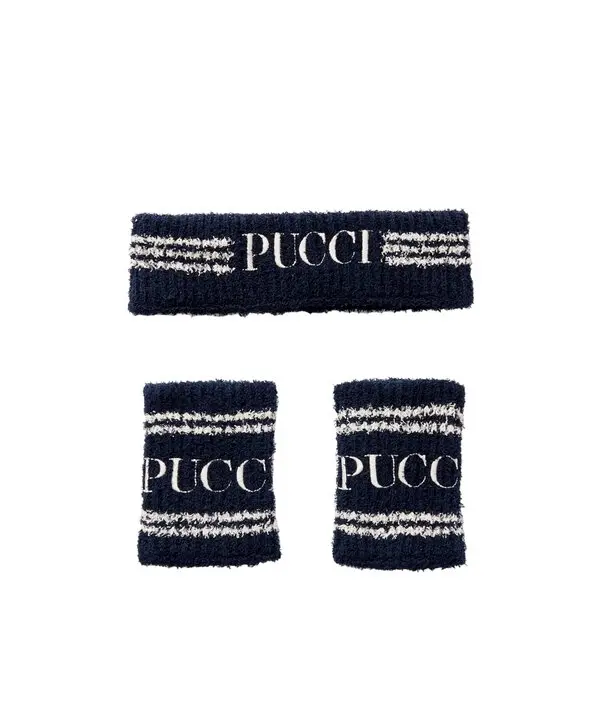 Emilio Pucci Logo-embroidered Cotton Headband And Sweatbands Set - Black