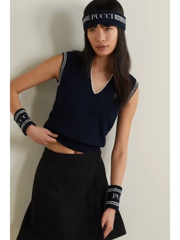 Emilio Pucci Logo-embroidered Cotton Headband And Sweatbands Set