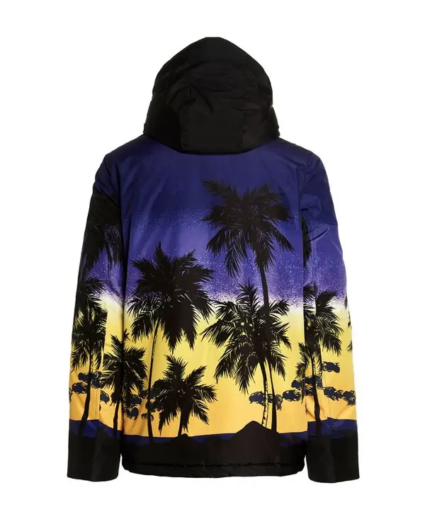 Palm Angels Sunset Print Hooded Jacket - Black