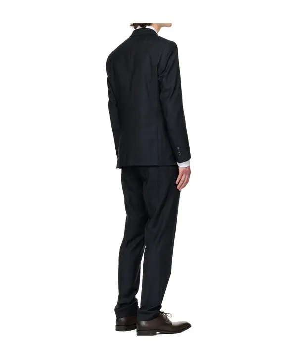 Hugo Boss Plaid Wool Suit - Dark Blue