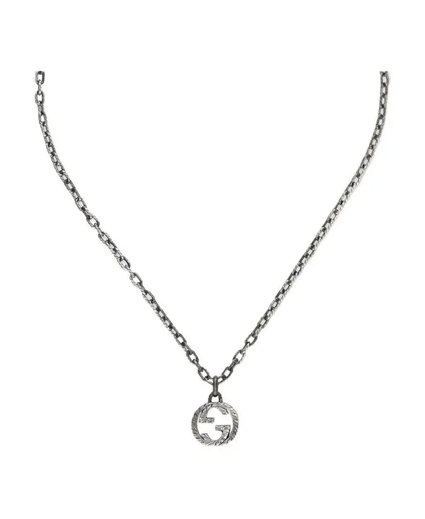 Gucci Sterling Silver Interlocking Pendant Necklace