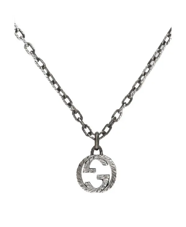 Gucci Sterling Silver Interlocking Pendant Necklace