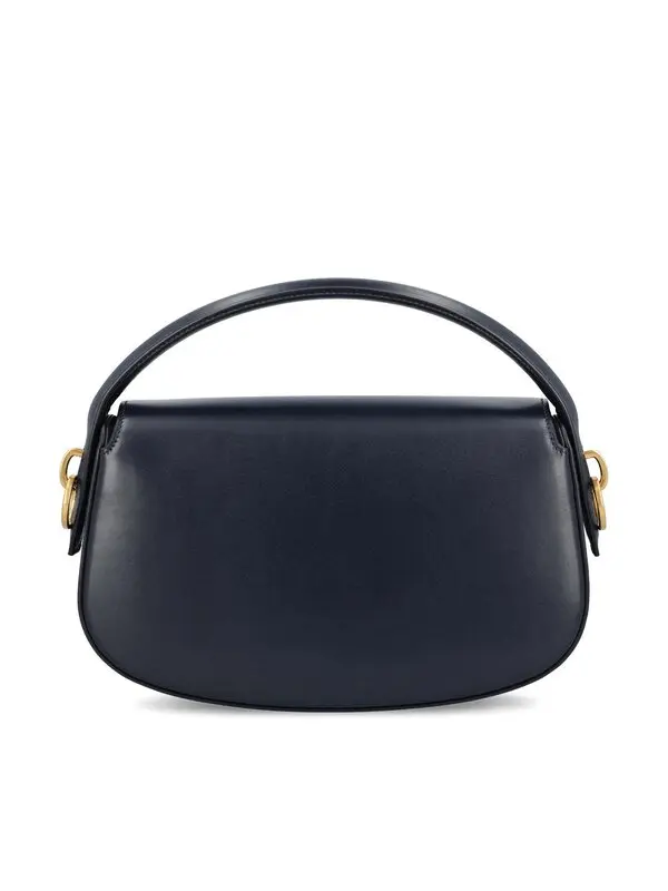 Saint Laurent Logo Plaque Foldover Top Shoulder Bag - Blue