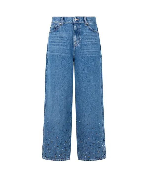 7 For All Mankind Tailorless Rhinestone Wide-leg Jeans