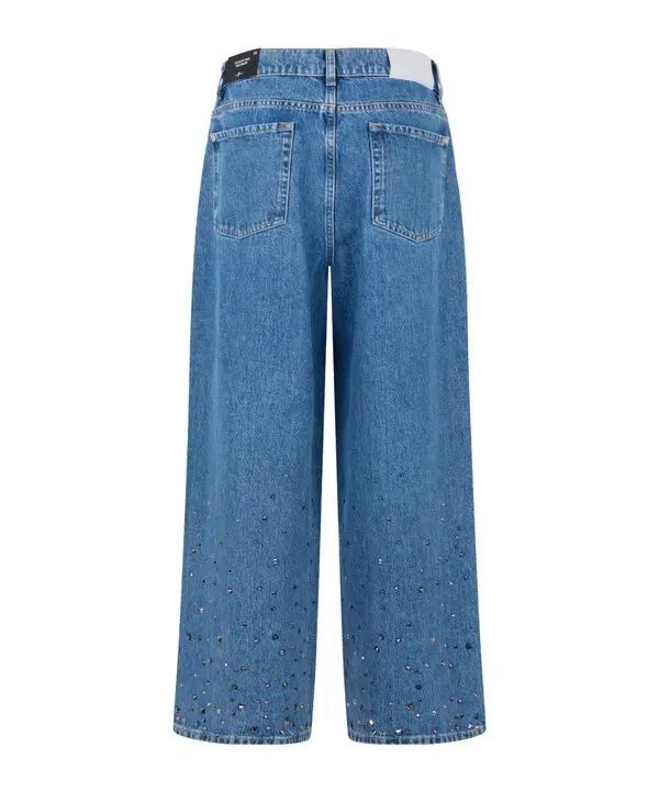 7 For All Mankind Tailorless Rhinestone Wide-leg Jeans
