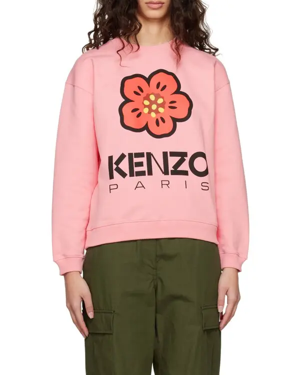 Kenzo Logo Printed Crewneck Sweatshirt - Pink