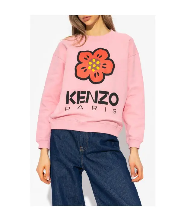 Kenzo Logo Printed Crewneck Sweatshirt - Pink