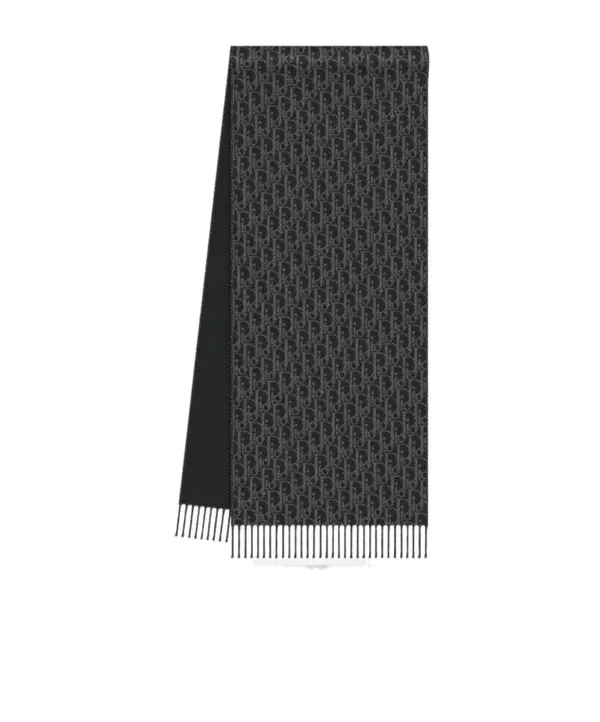 Dior Fringed Edge Scarf - Black, Dark Grey