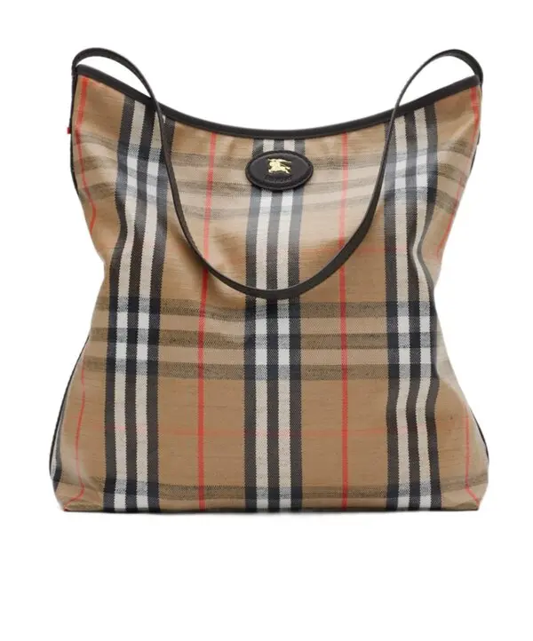 Burberry Highlands Checked Shoulder Bag - Sand